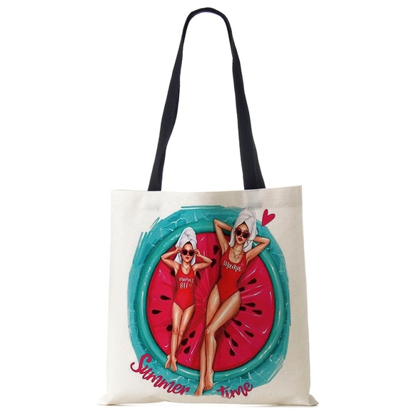 Bags | Ecofriendly Mother Daughter Summer Time Watermelon Float Folding ...